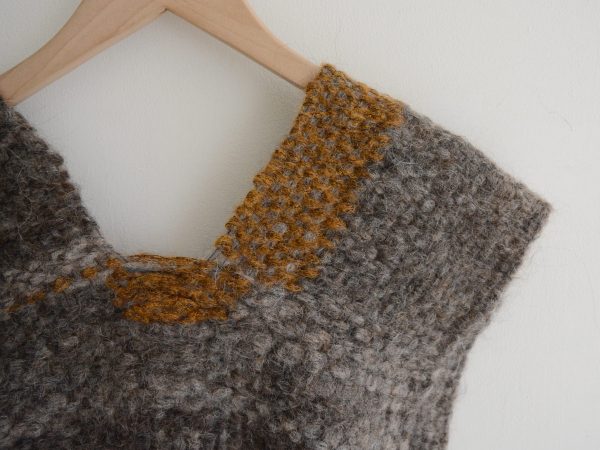 Atem/Meta, Hand Woven Open Side Vest - Lt. Brown #2 - MAKIE